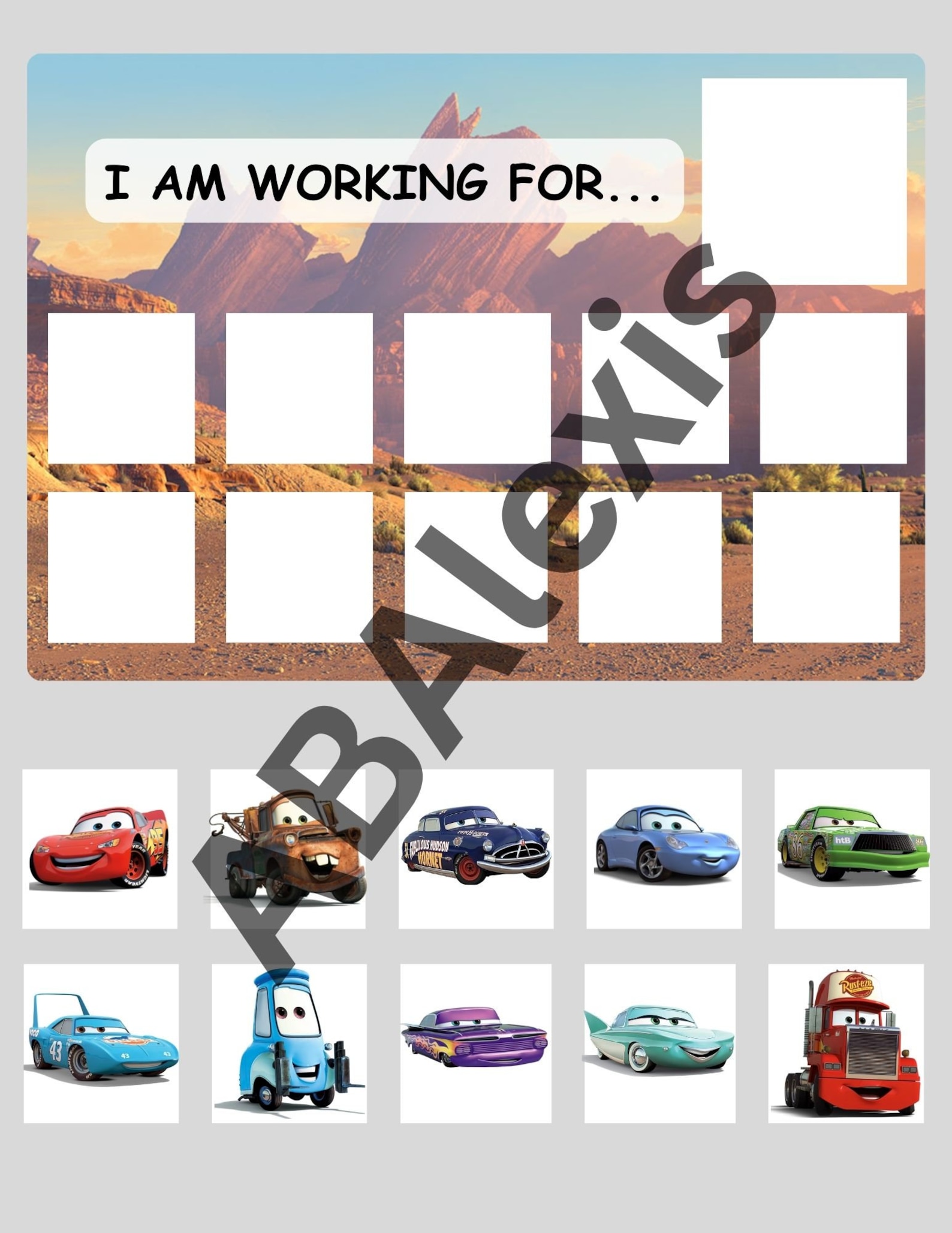 Pixar Cars Token Boards - Set of 5 & 10 Tokens - Etsy