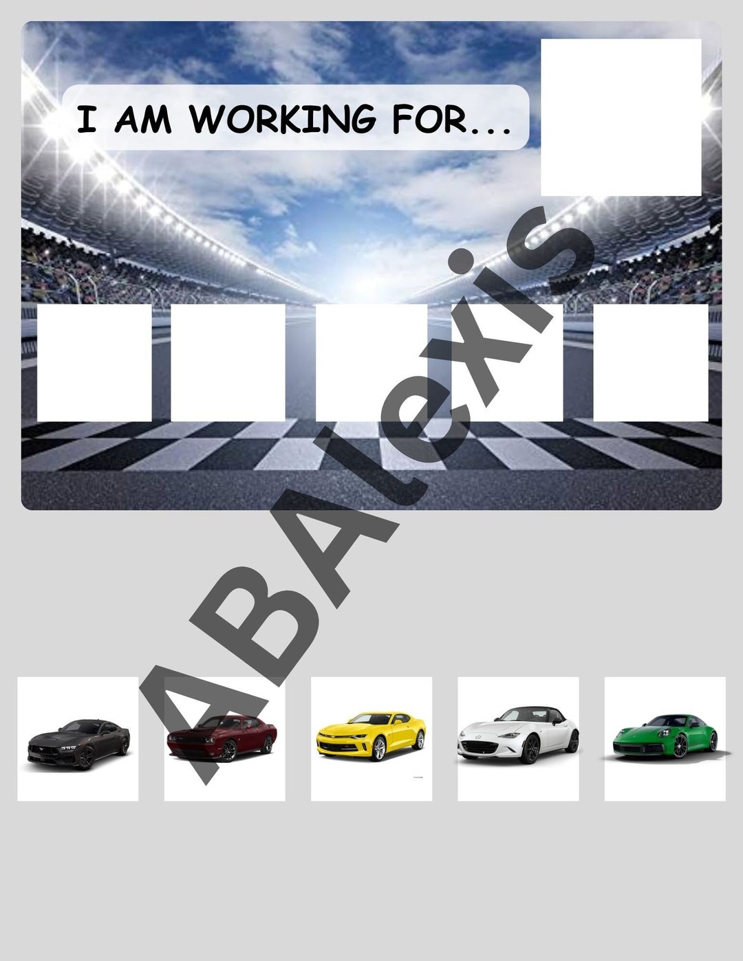 Sports Cars Token Boards - Set of 5 & 10 Tokens - Etsy