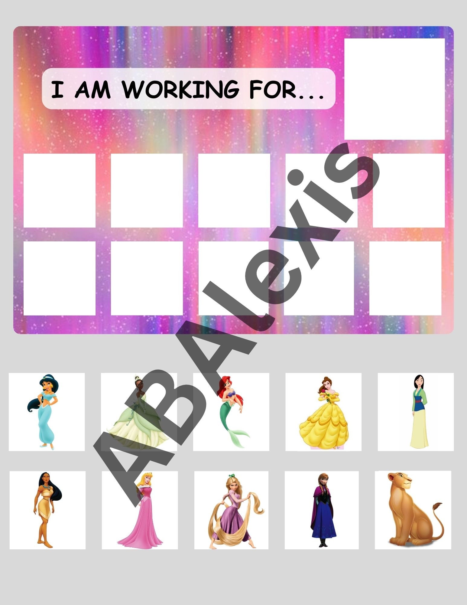 Princess Token Boards - Set of 5 & 10 Tokens - Etsy