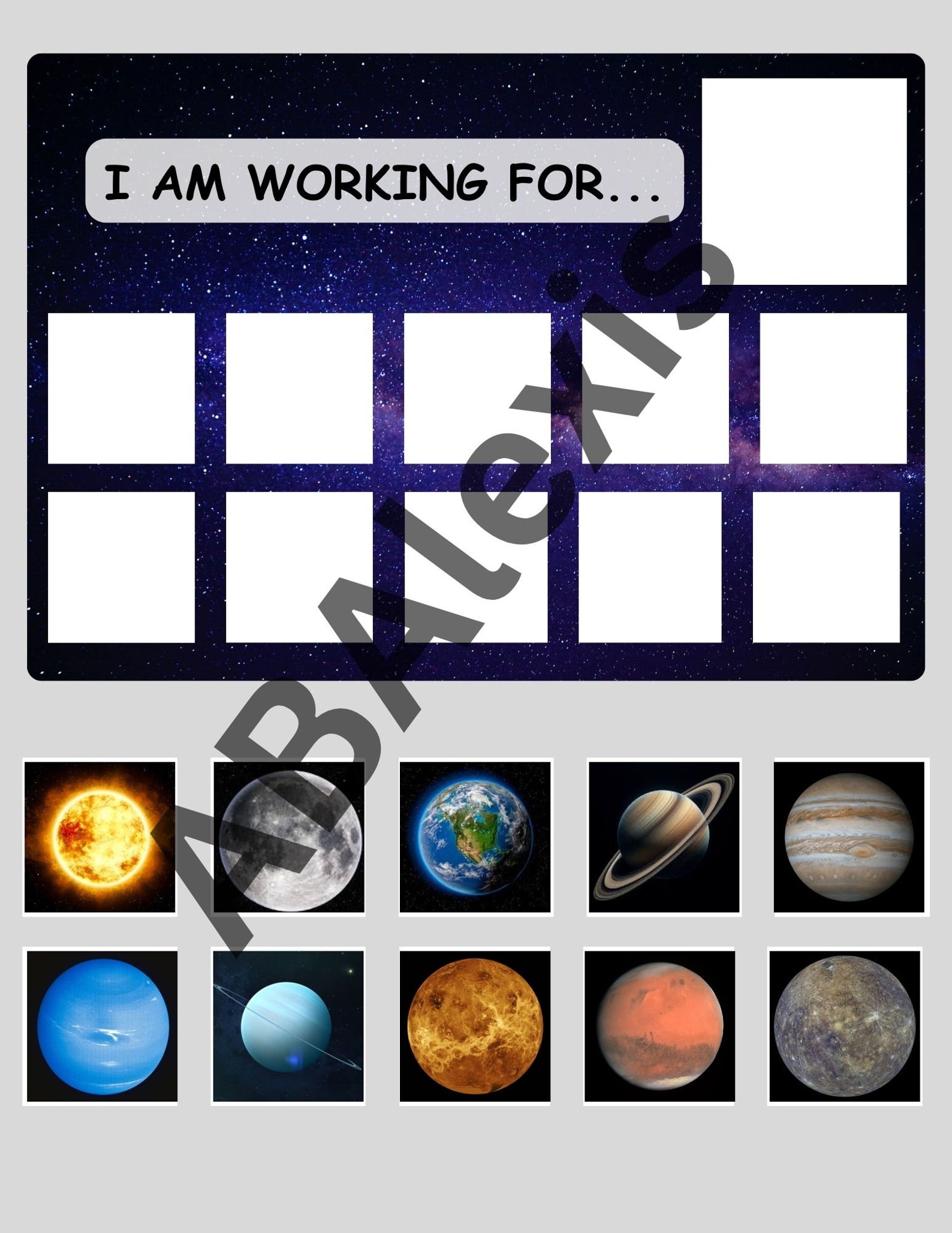 Planets Token Board - Set of 5 & 10 Tokens - Etsy