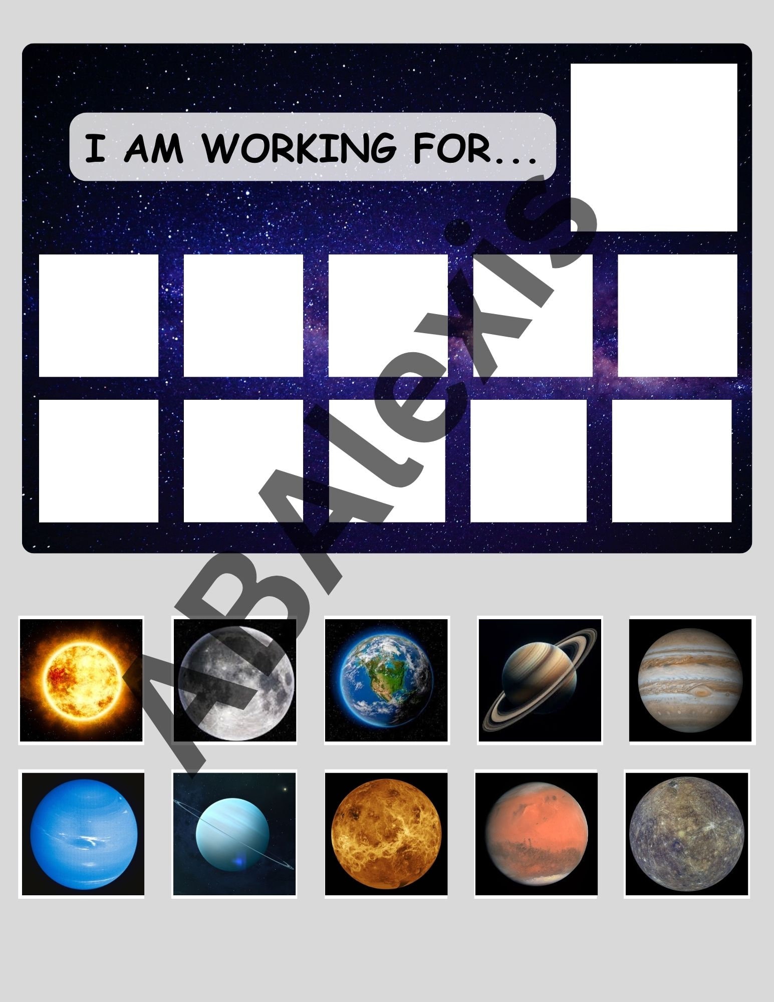 Planets Token Board - Set of 5 & 10 Tokens - Etsy