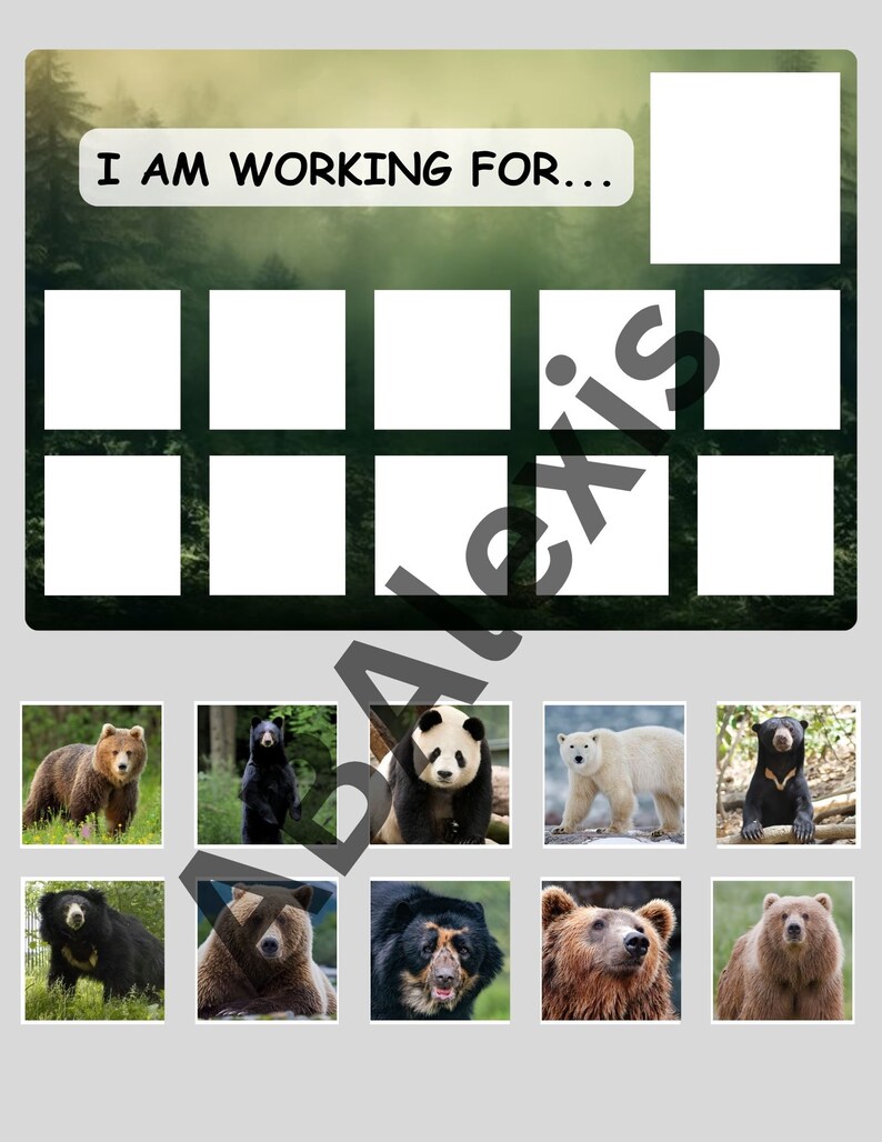 Bears Token Boards - Set of 5 & 10 Tokens - Etsy