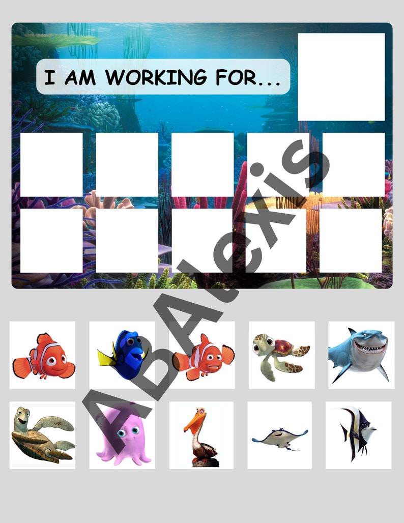 Finding Nemo Token Board - Set of 5 & 10 - Etsy