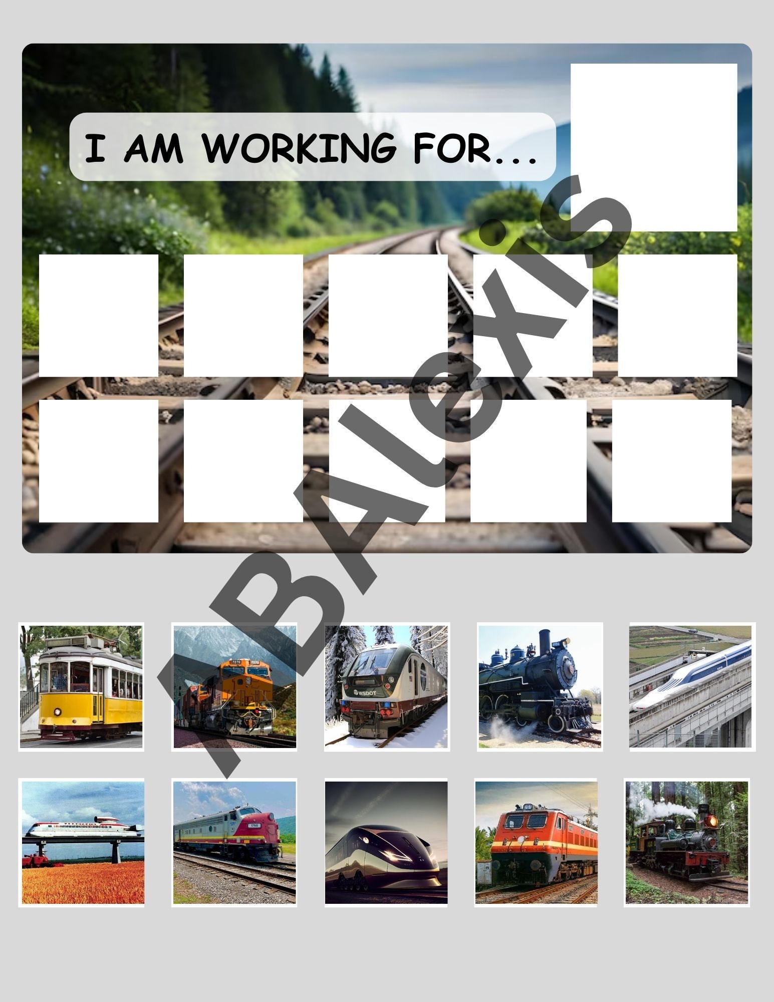 Trains Token Boards - Set of 5 & 10 Tokens - Etsy