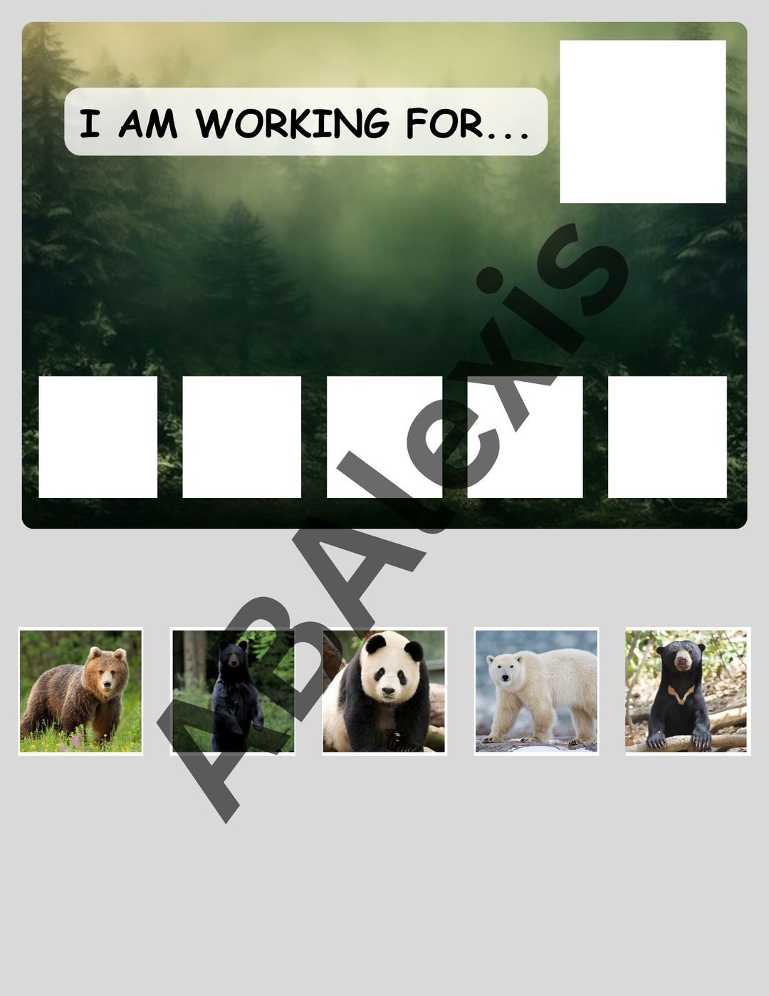 Bears Token Boards - Set of 5 & 10 Tokens - Etsy