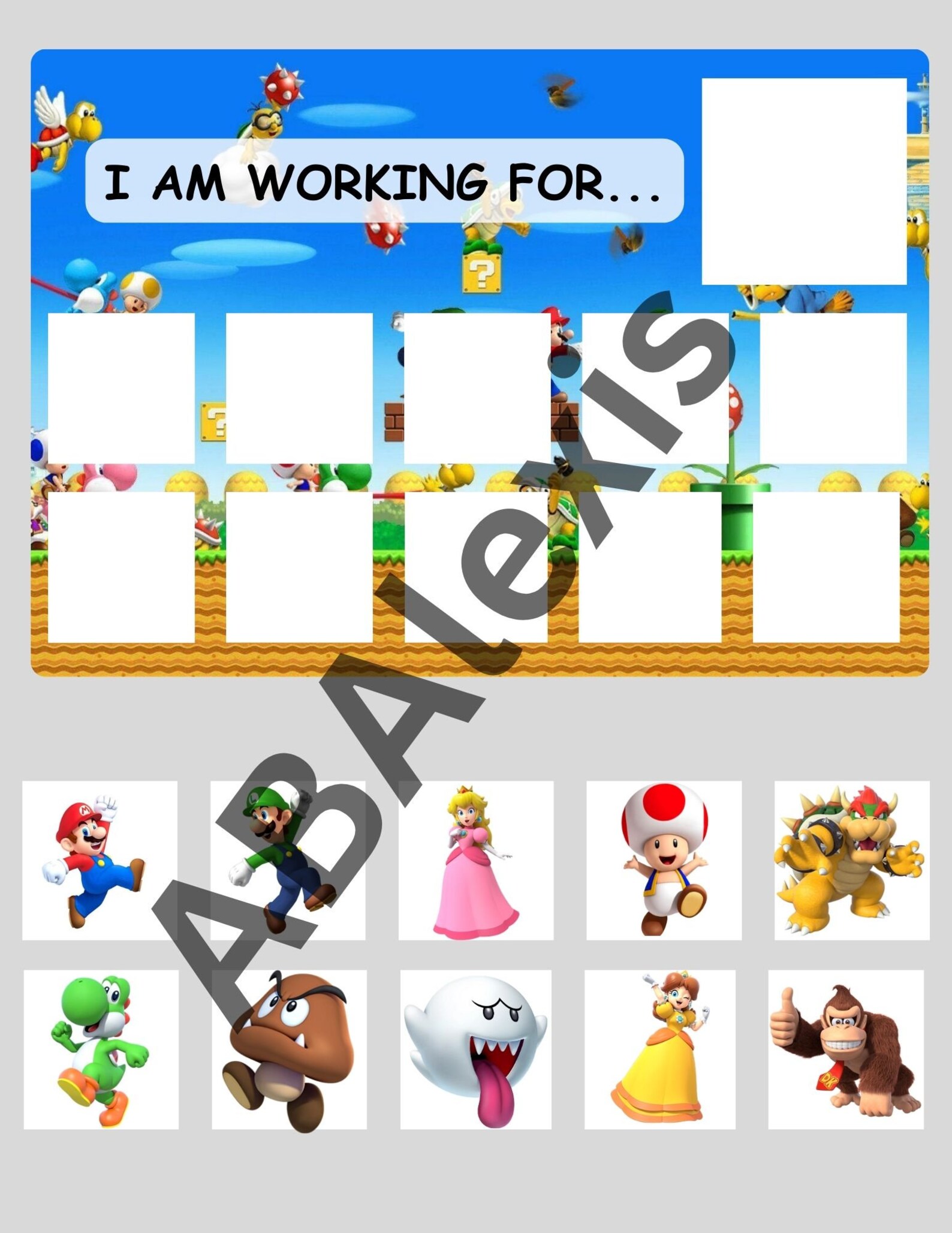 Super Mario Bros Token Boards - Set of 5 & 10 Tokens - Etsy