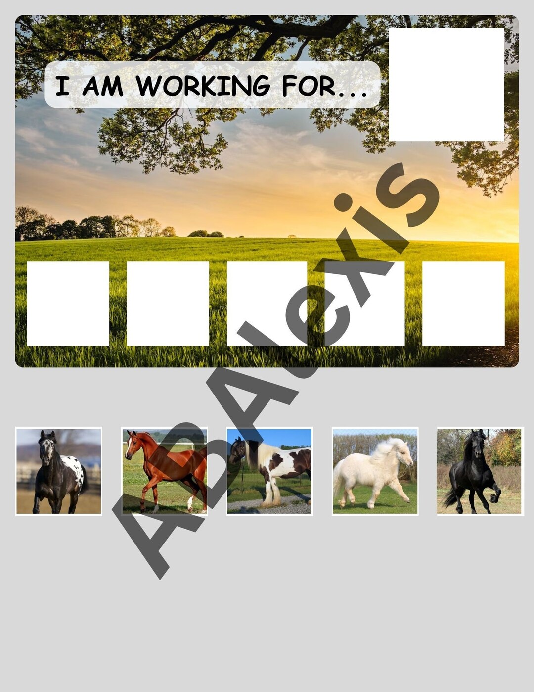 Horses Token Boards - Set of 5 & 10 Tokens - Etsy