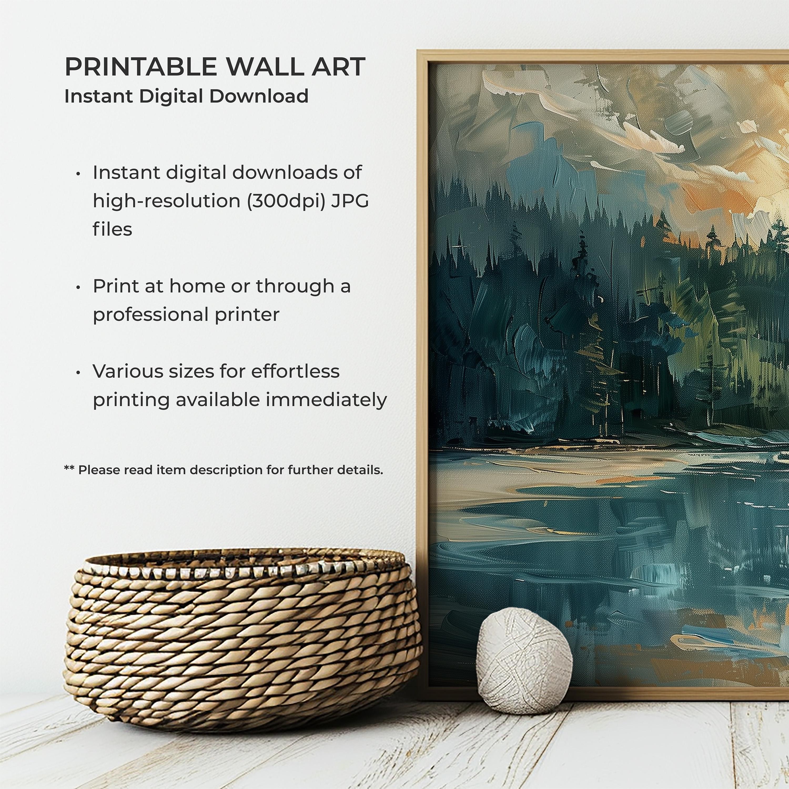 PNW Coastal Forest Oil Painting: Beach Scene Art Print (digital ...