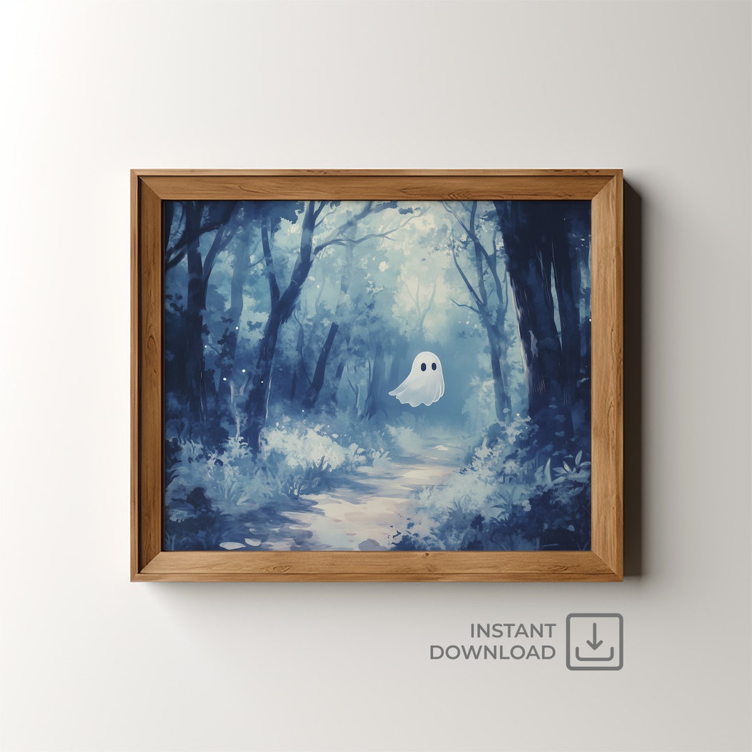 Enchanted Forest Ghost Painting Art Print, Printable Digital Download ...
