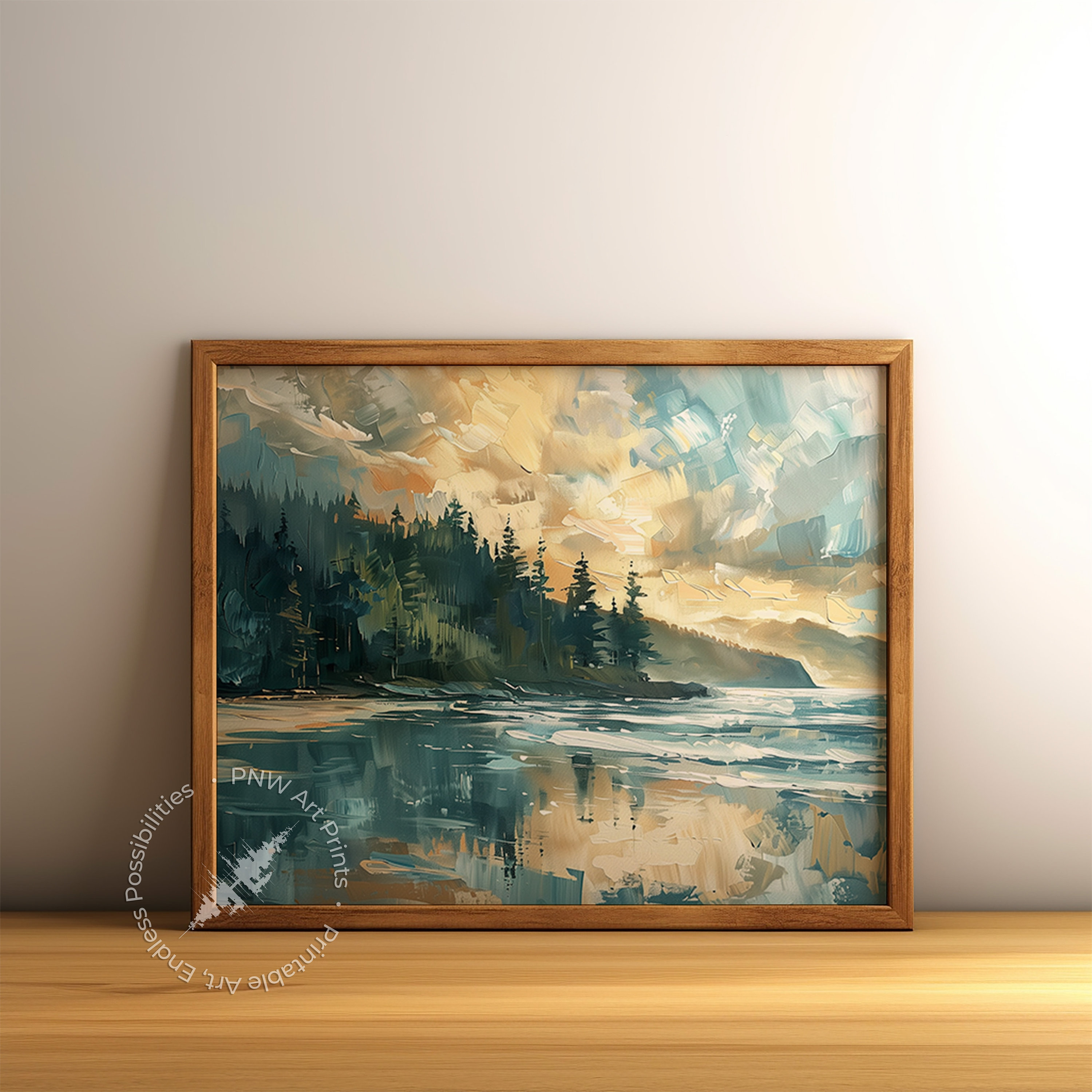 Pacific Northwest Coastal Landscape Painting, Printable Wall Art ...
