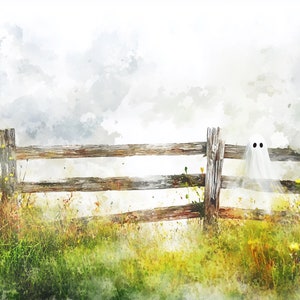 Fence Ghost Painting Art Print, Printable Digital Download, Farmhouse ...