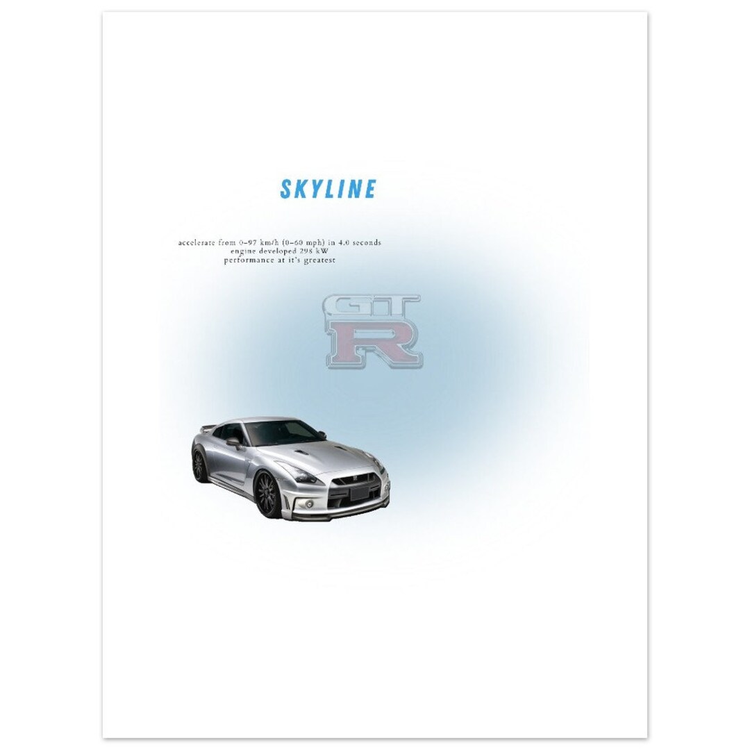 Blue Skyline Poster, Skyline Poster, Car Poster, Blue Car Poster ...