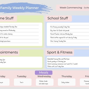 Printable Family Weekly Planner - Etsy
