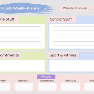 Printable Family Weekly Planner - Etsy