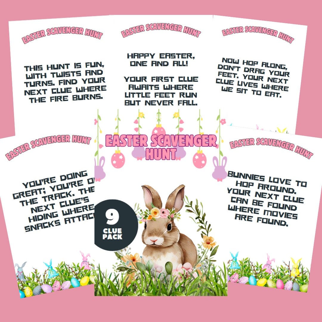 Easter Scavenger Hunt, Easter Treasure Hunt Game, Easter Printable Clue ...