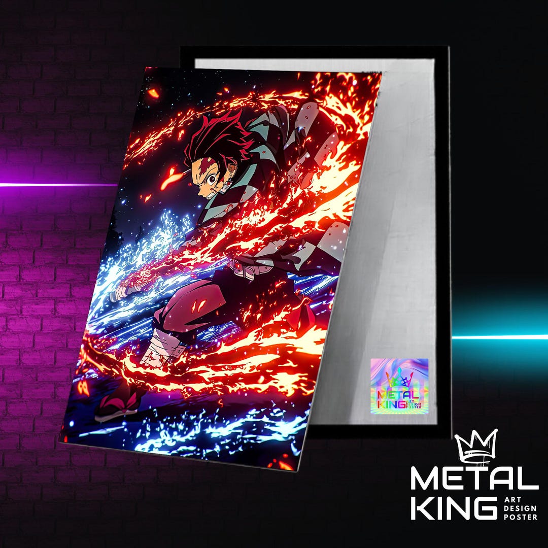 Demon Slayer Metal Poster Tin Sign, Vibrant Art Print, Art Nouveau ...