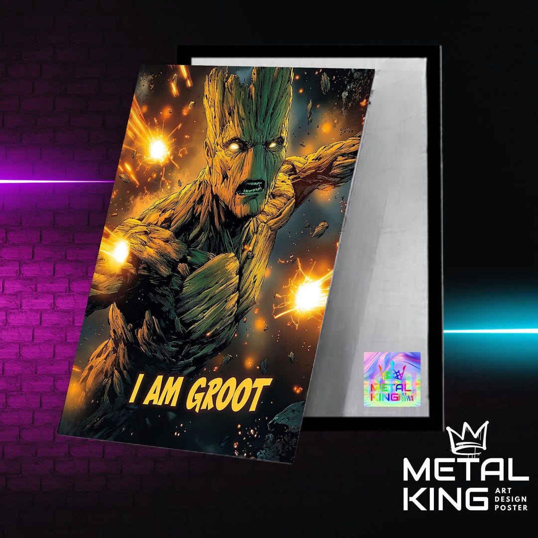Groot Metal Poster A3 Size Metal Sign Vibrant Art Art Nouveau Home ...