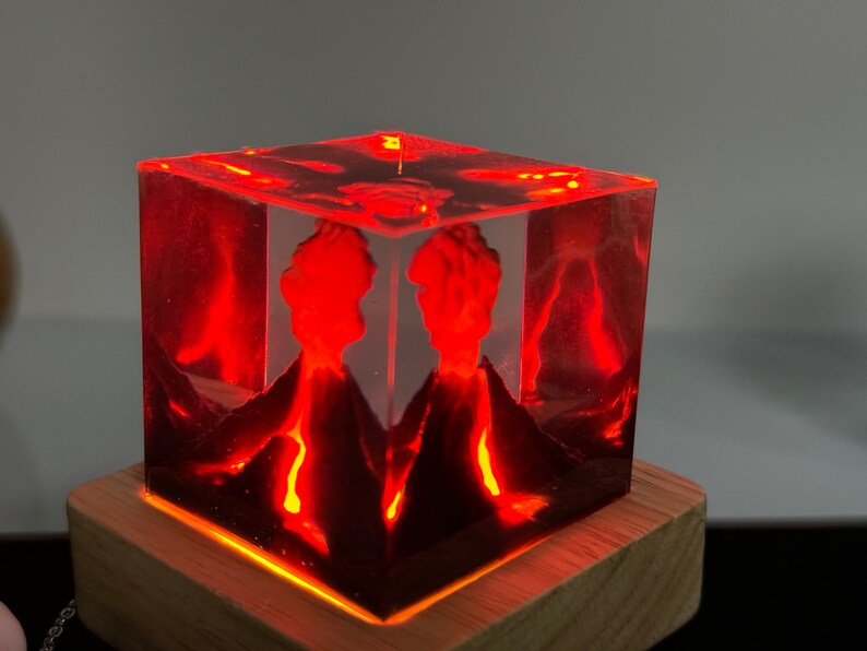 Volcanic Eruption Resin Lamp, Night Lights, Desktop Lamp,3d Resin LED ...