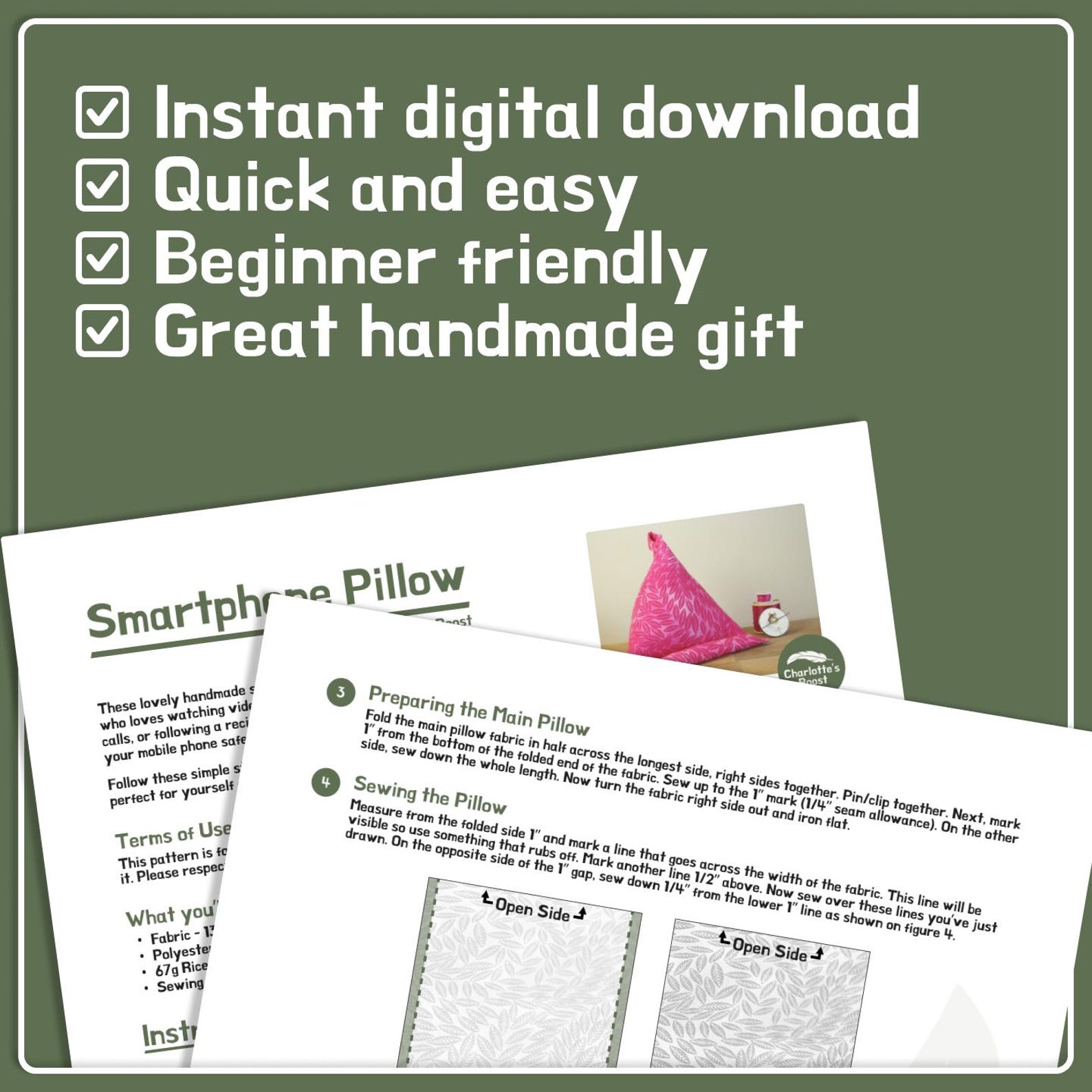 Smartphone Pillow Sewing Pattern • PDF Digital Download • Simple & Easy ...