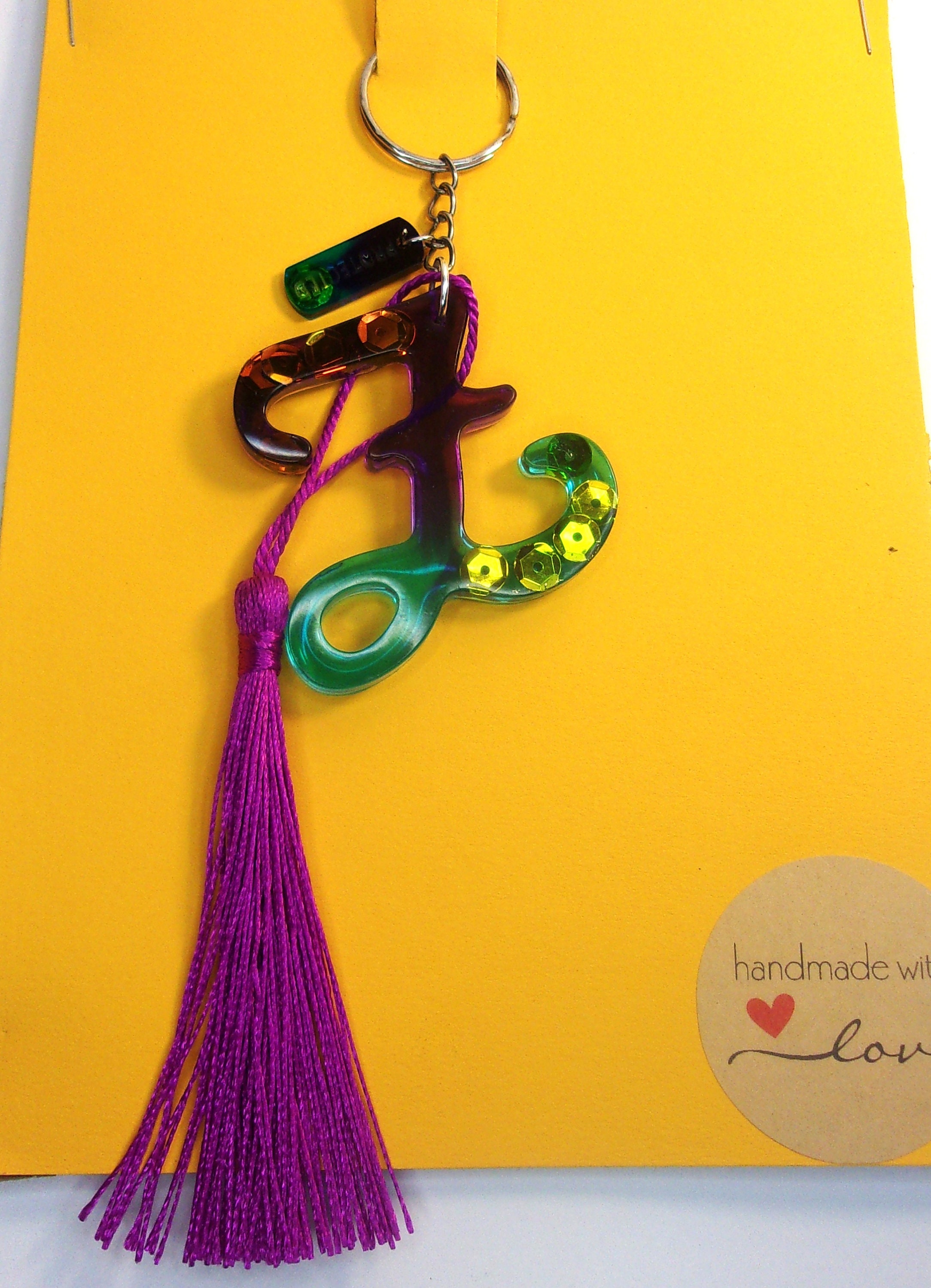 Handmade Letter Resin Keychains With Tassel and Motivational Word ...