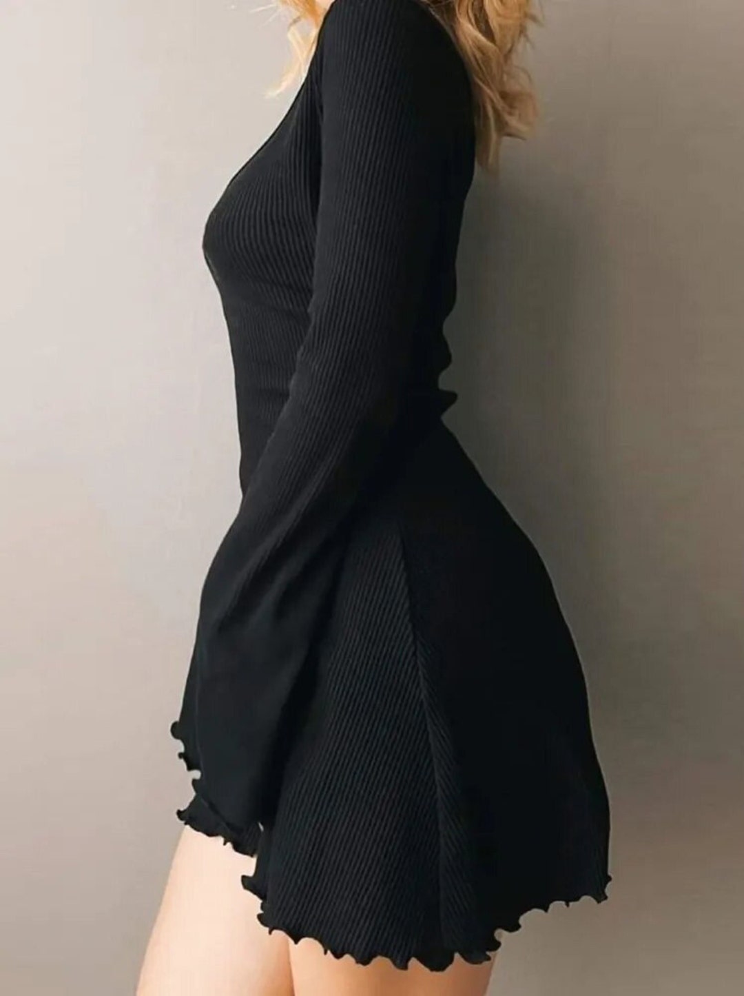 Ladies Mini Dress Office Wear Fit Slim Outfit Casual Long Sleeve - Etsy