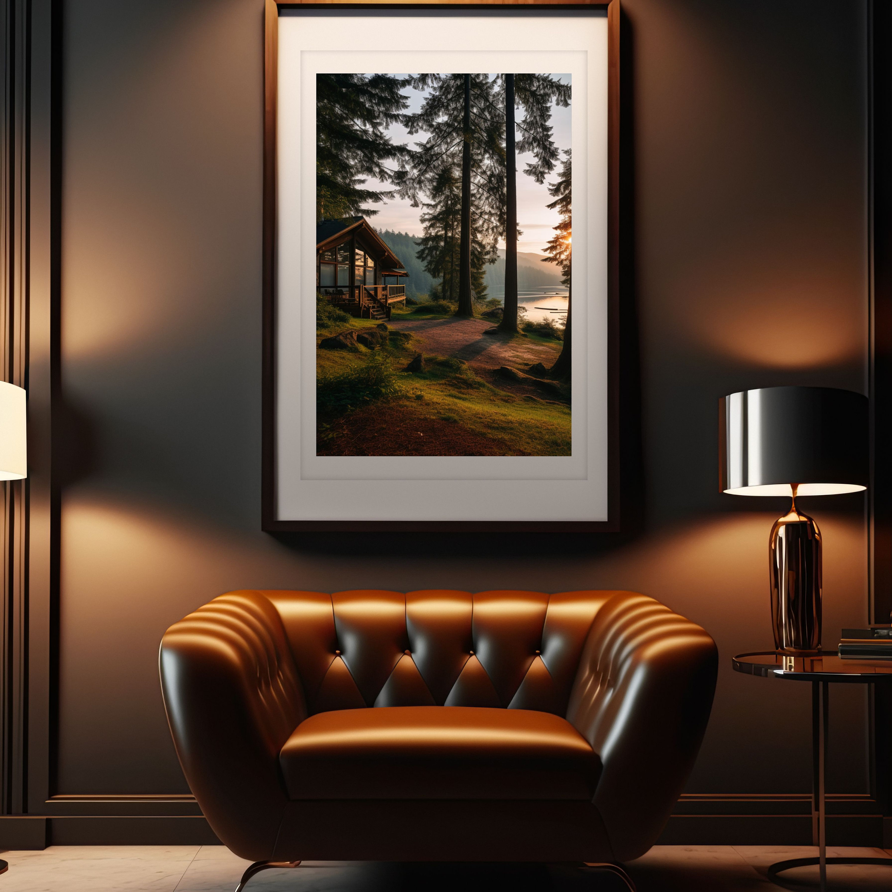 Lake Cabin Sunset Printable Art Photo, Nature Sunrise Digital Print - Etsy