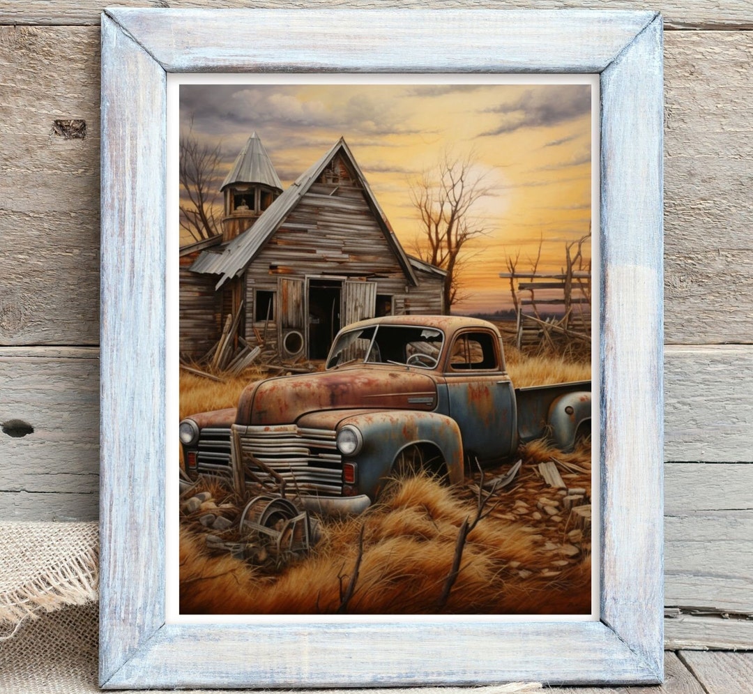 Vintage Rustic Truck Wall Decor Western Country Farmhouse Sunset ...