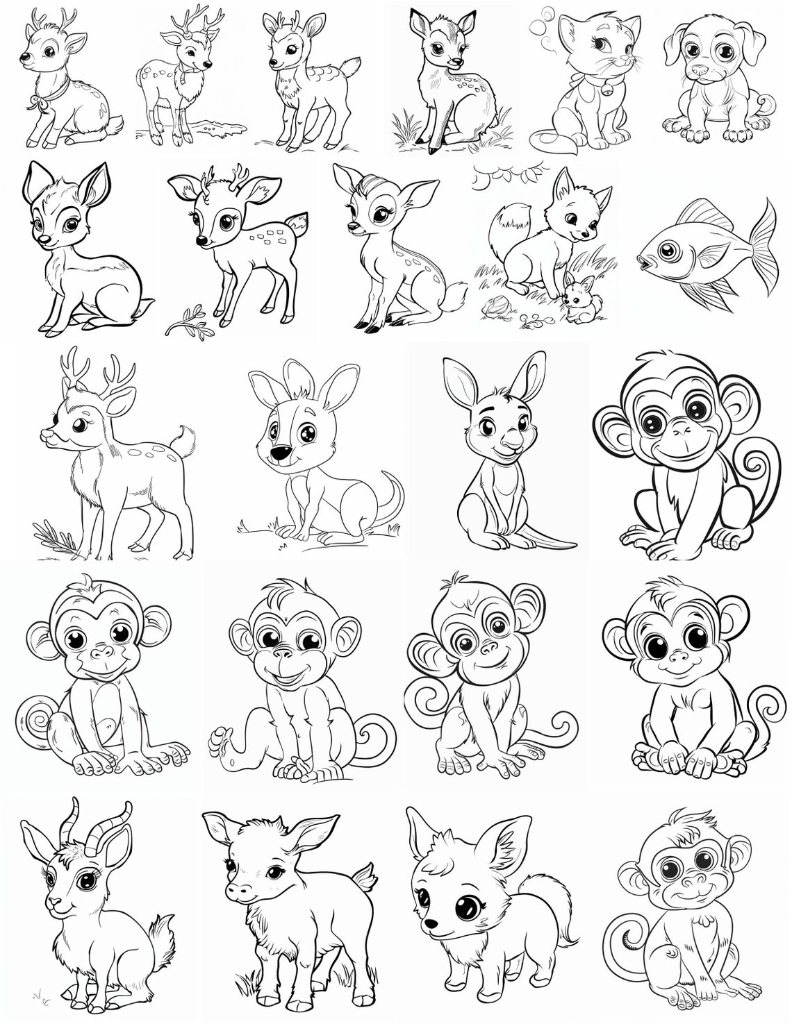101 Printable Cute Baby Animal Coloring Pages, Children Coloring Book ...