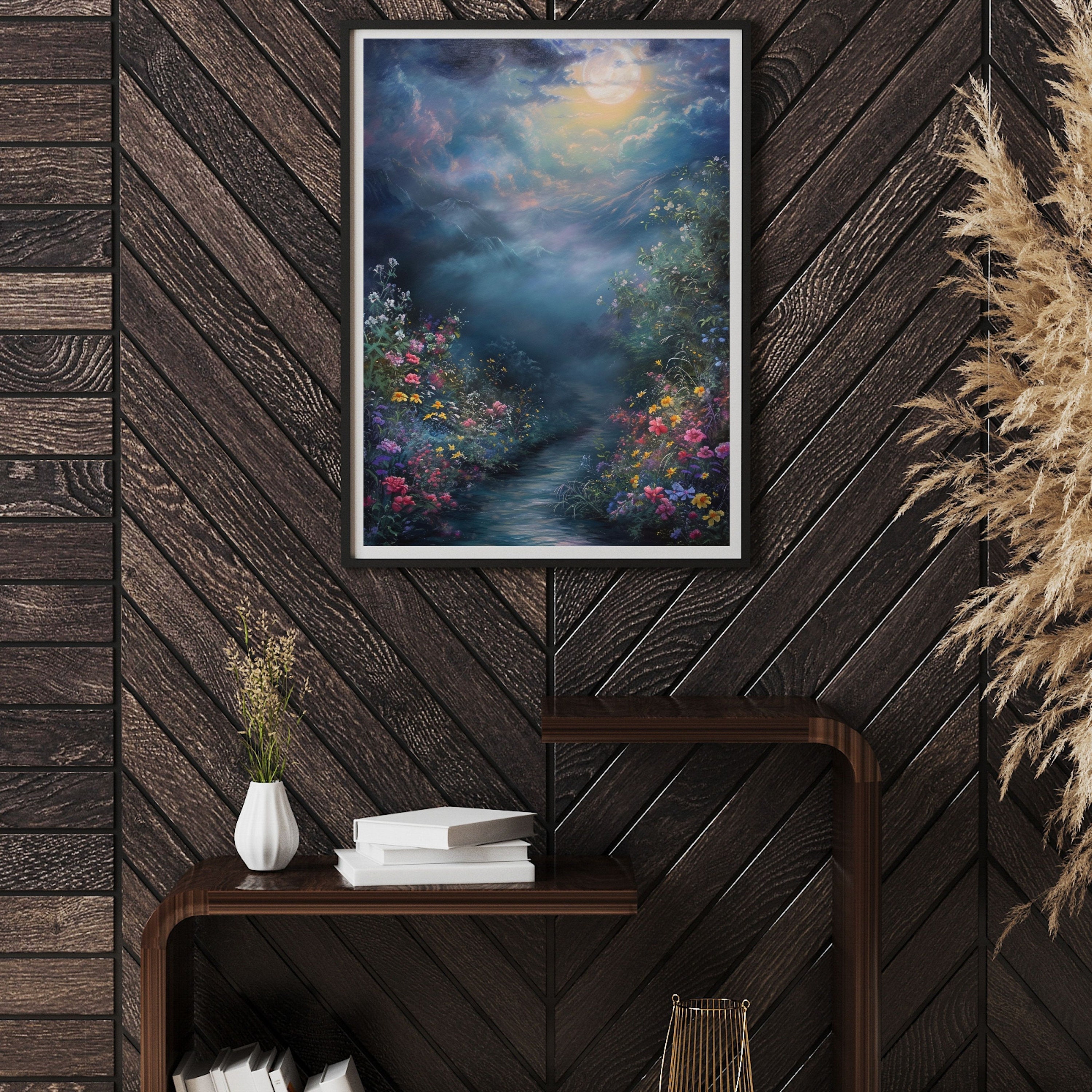 Colorful Moonlit Flower River, Printable Art Photo, Download - Etsy