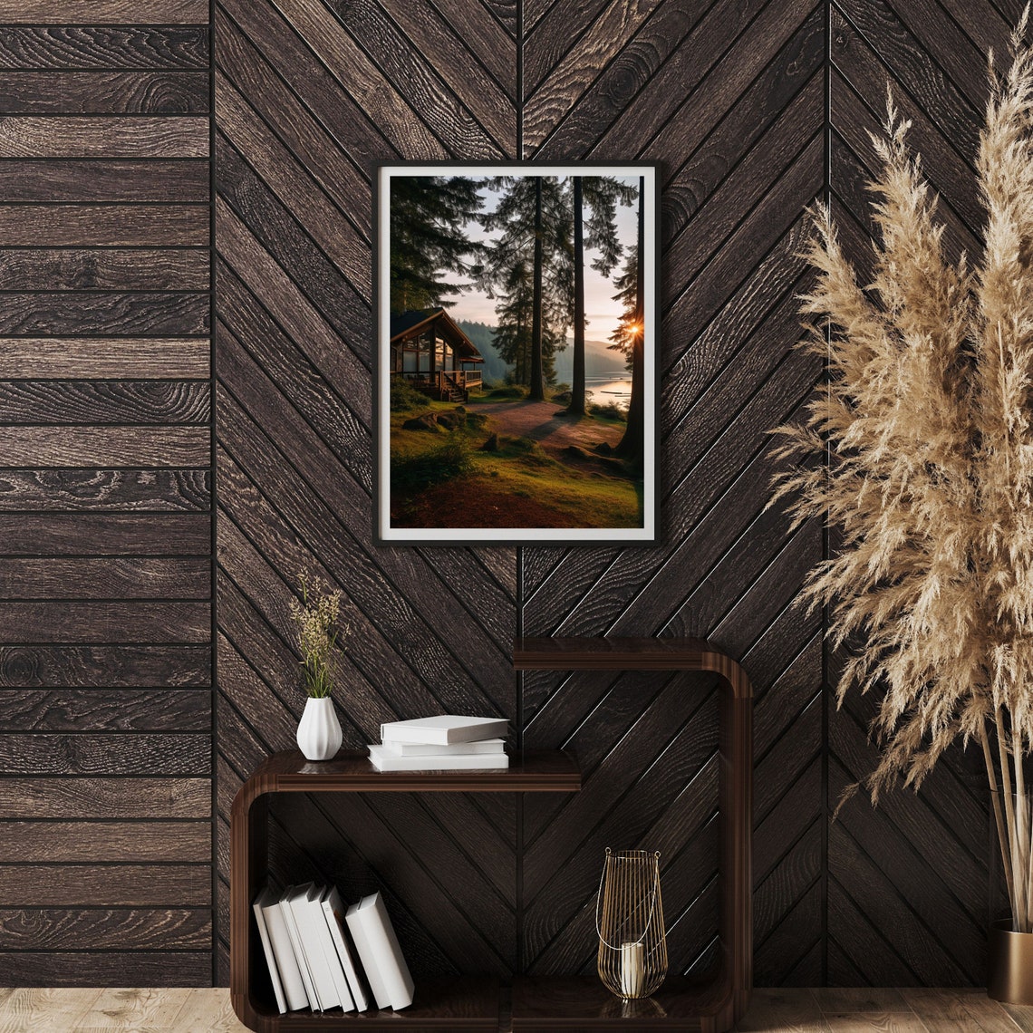 Lake Cabin Sunset Printable Art Photo, Nature Sunrise Digital Print - Etsy