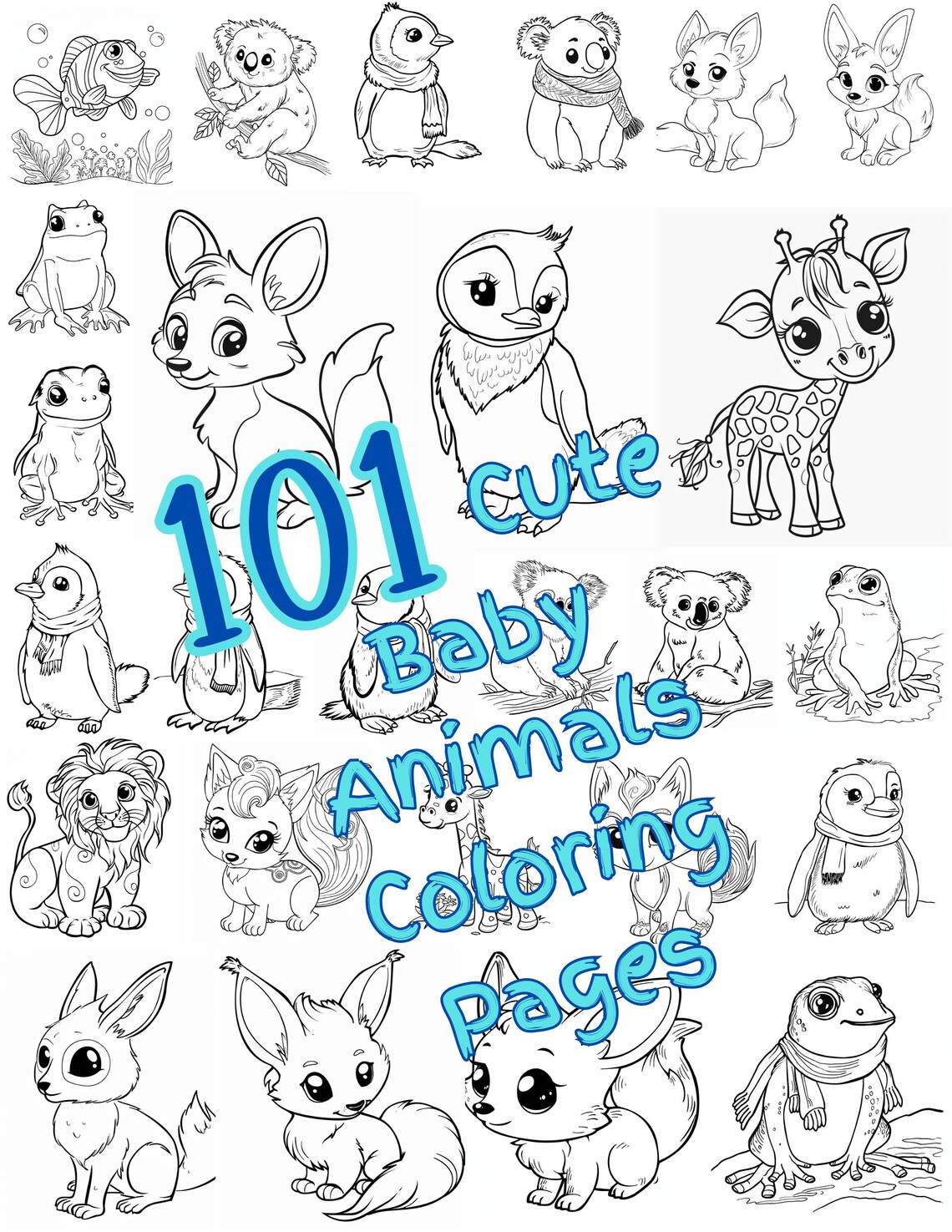 101 Printable Cute Baby Animal Coloring Pages, Children Coloring Book ...
