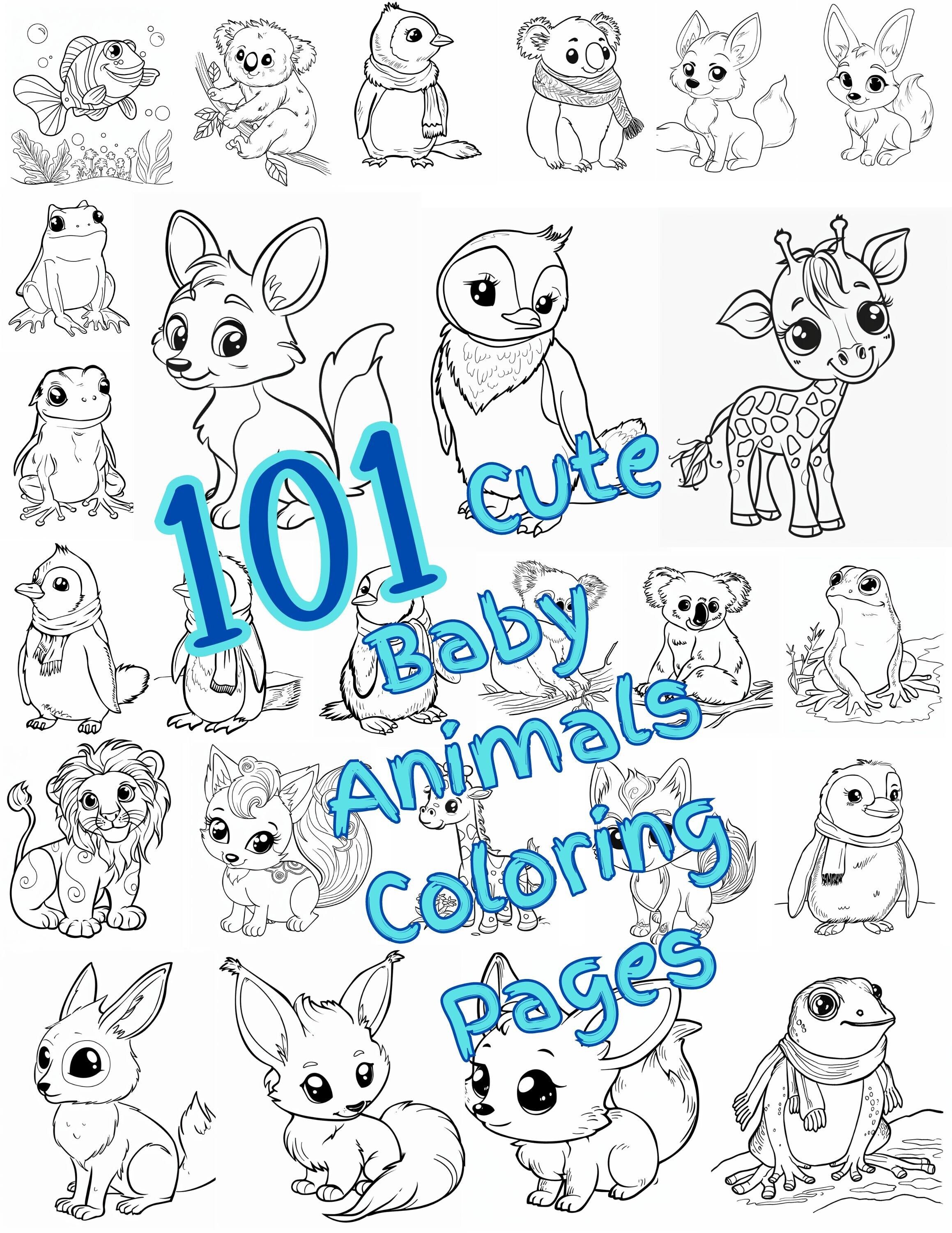 101 Printable Cute Baby Animal Coloring Pages, Children Coloring Book ...