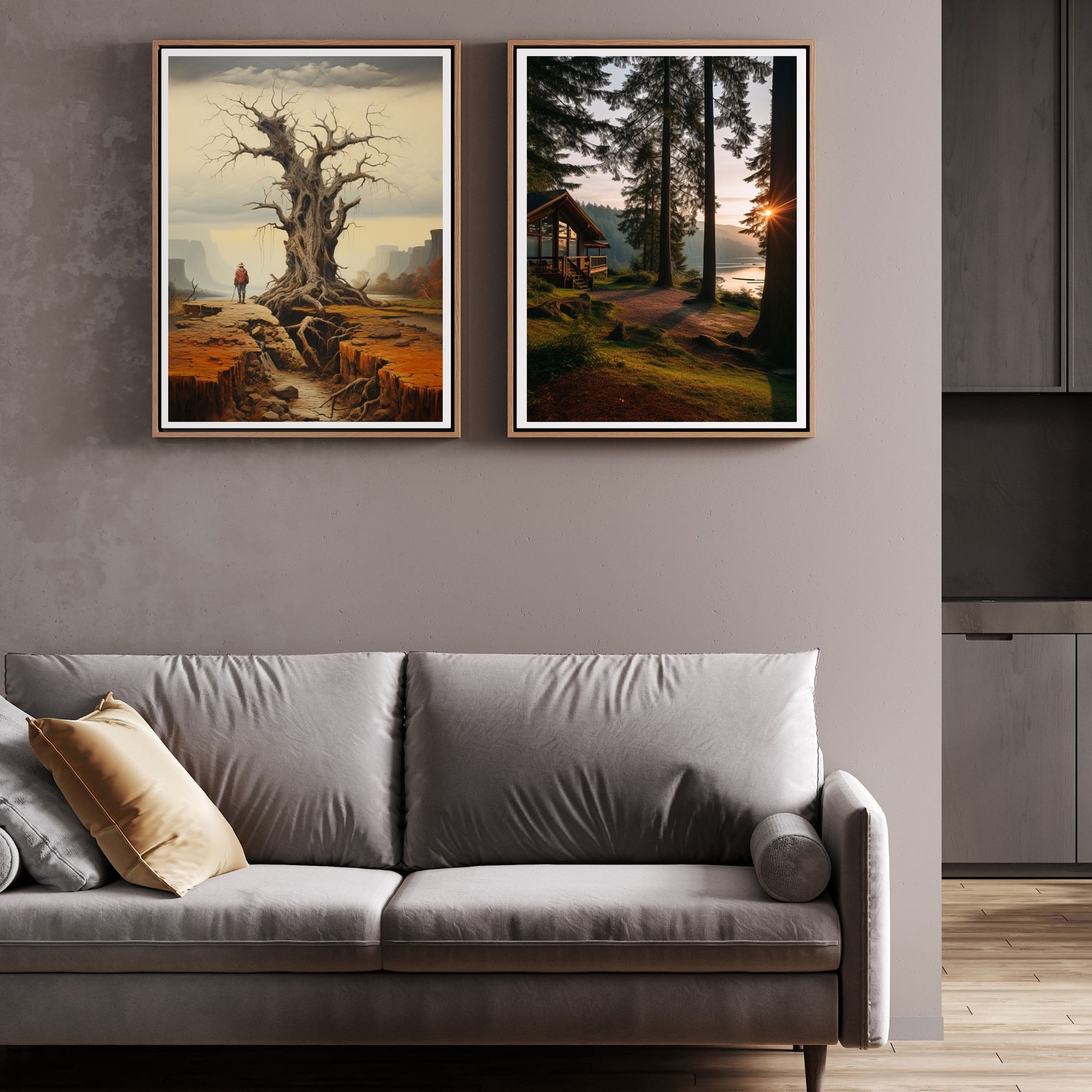 Lake Cabin Sunset Printable Art Photo, Nature Sunrise Digital Print - Etsy
