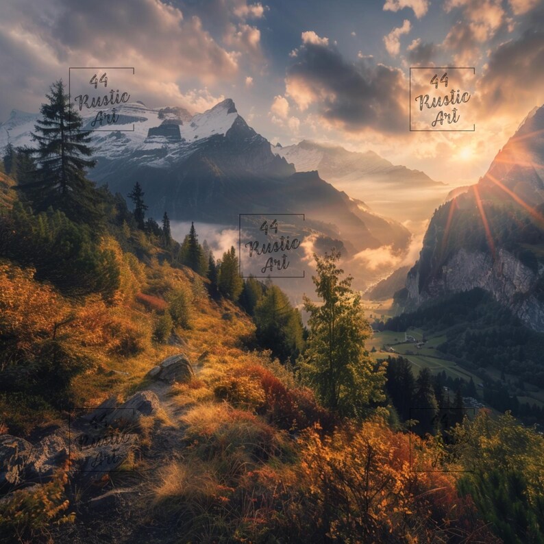 Rocky Mountain Lake Sunset Sunrise Wall Decor, Printable Art Photo, JPG ...