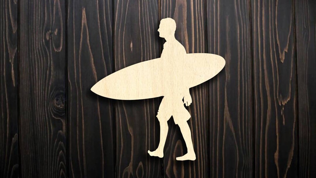 Surfer 01 Laser Cut Unfinished, Wood Cut-out Shapes Measured in Height ...