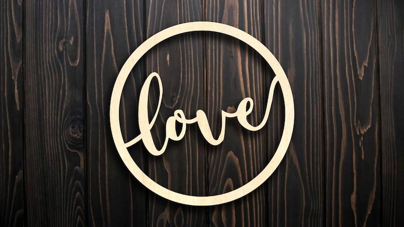 Love in Circle Laser Cut Unfinished, Wood Cut-out Shapes Measured in ...