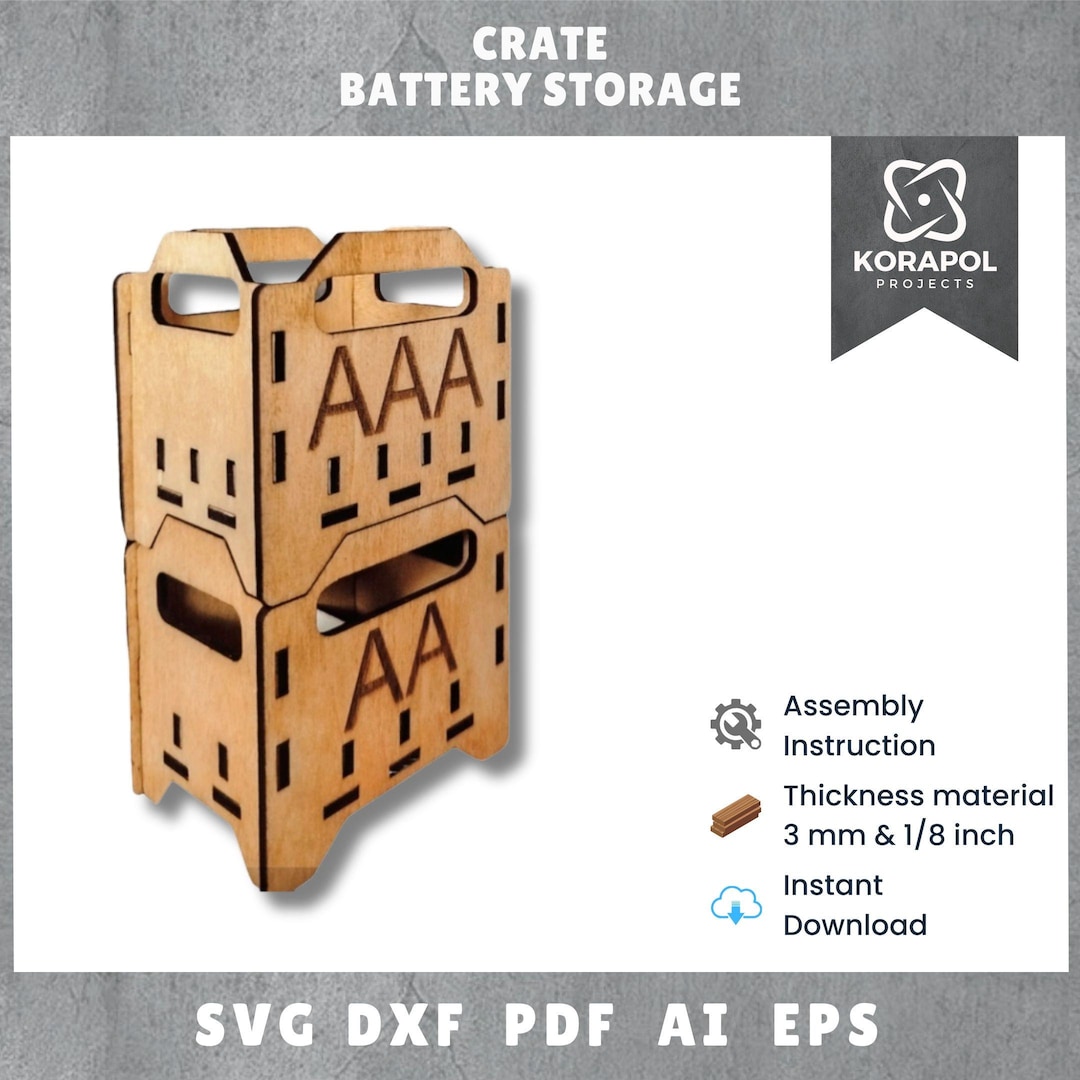 Laser Cut Crate Battery Storage | Battery Holder | Battery Box ...