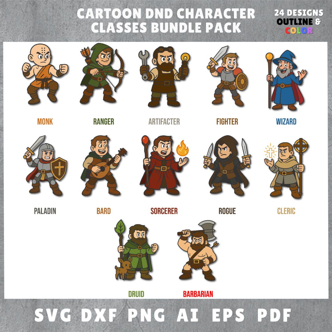 Dungeons and Dragons Cartoon Portrait Character Dnd SVG Laser Cut File ...