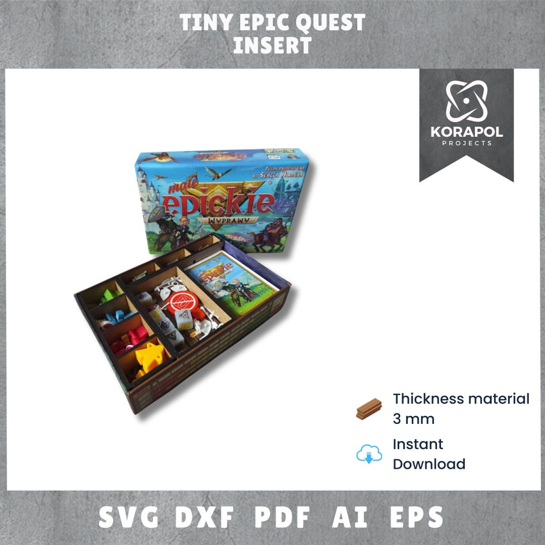 Laser Cut Tiny Epic Quest Insert SVG | Tiny Epic Quest Accessories | Board Game Accessories ...