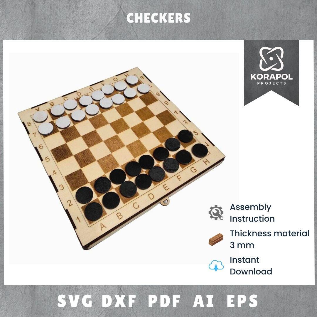 Laser Cut Checkers Checkers Travel Game Wooden Checkers Set Chessboard ...