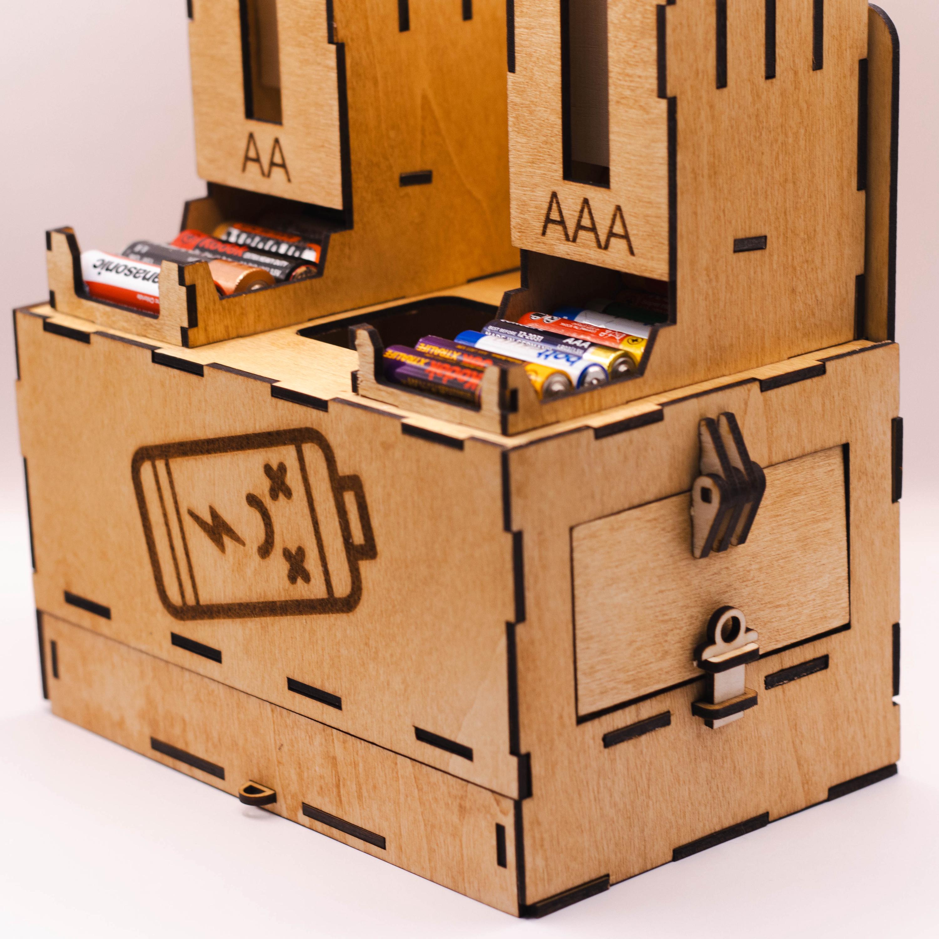 Battery Storage Holder Laser Cut File | Battery Box Organizer | AA ...