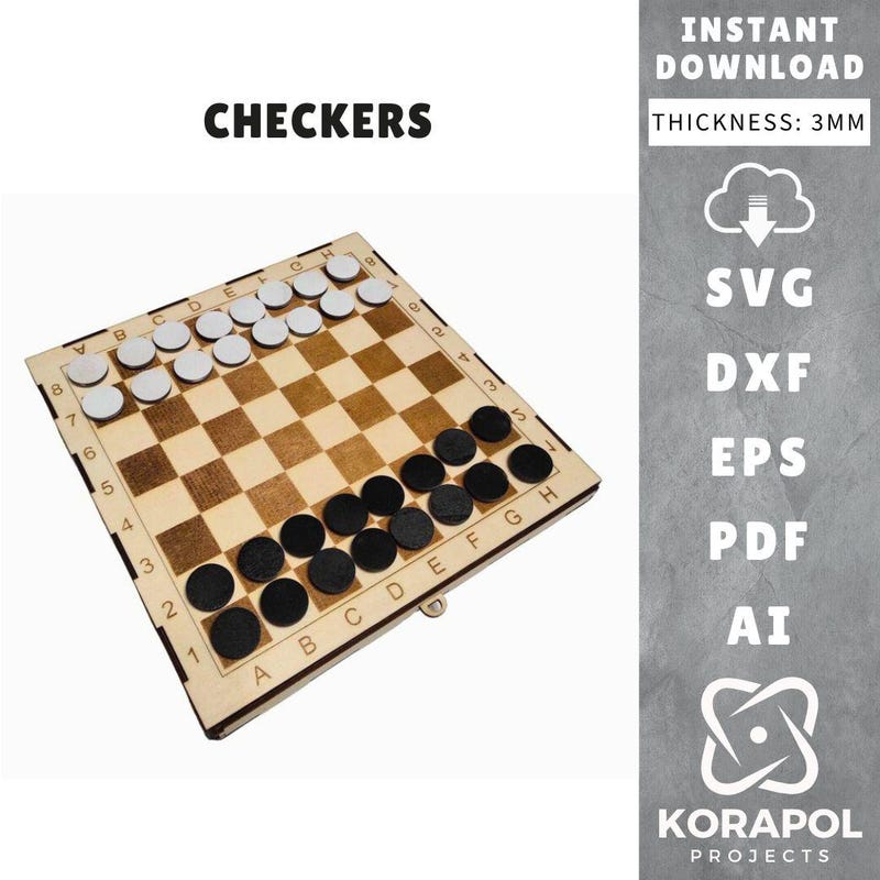 Wooden Checkers - Etsy