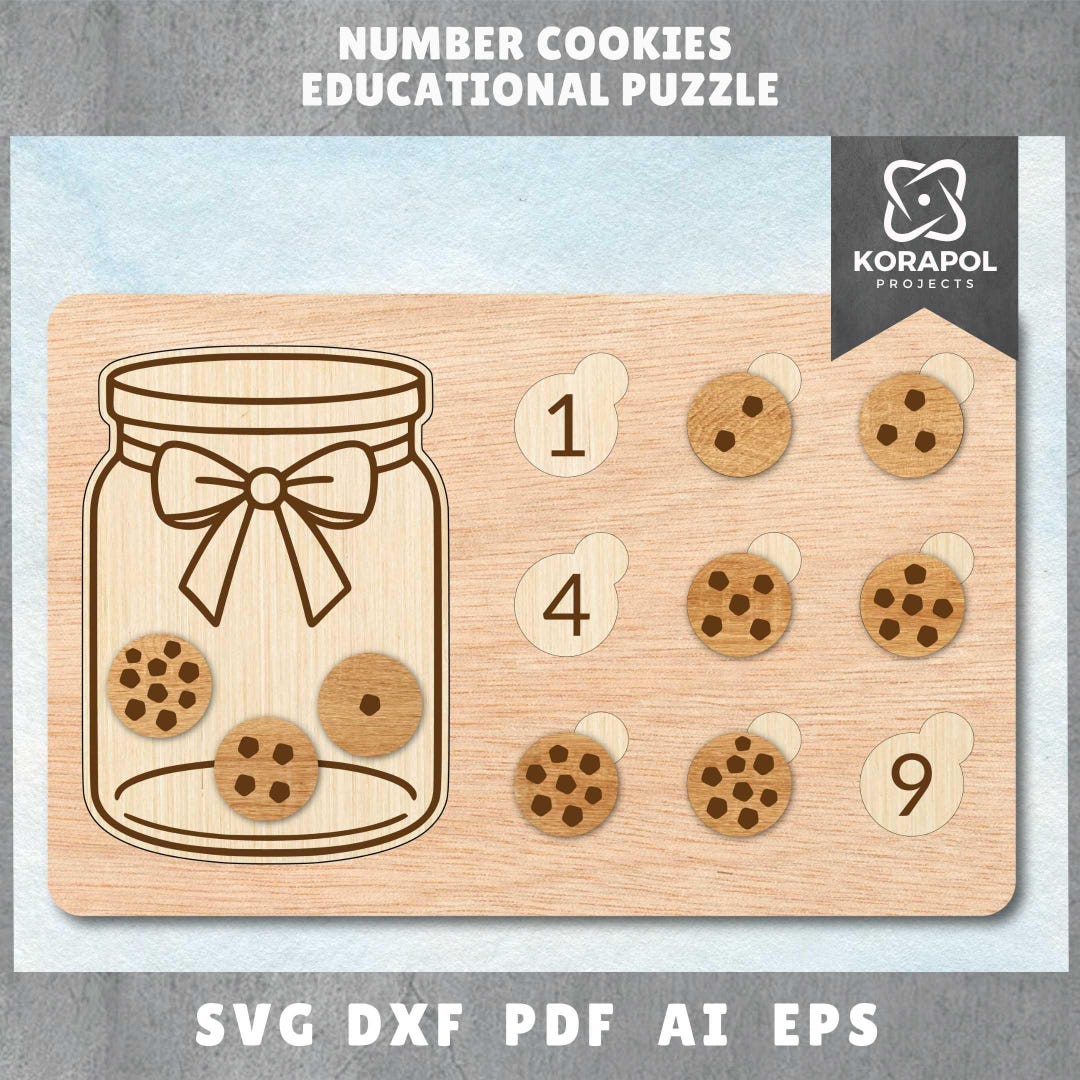 Educational Number Cookies Children Montessori Baby Puzzle | Laser Cut ...
