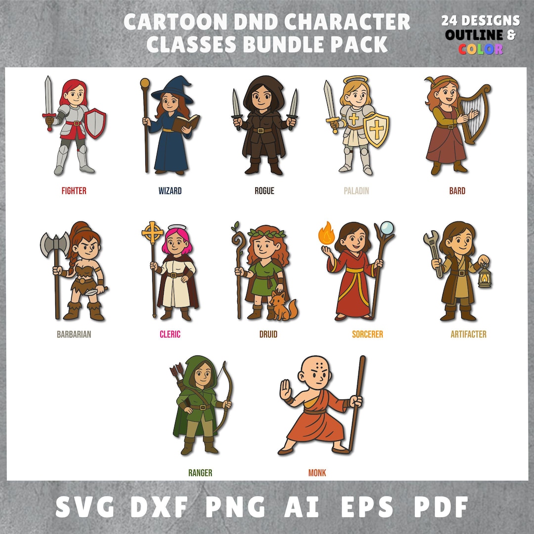 Dungeons and Dragons Cartoon Portrait Character Dnd SVG Laser Cut File ...