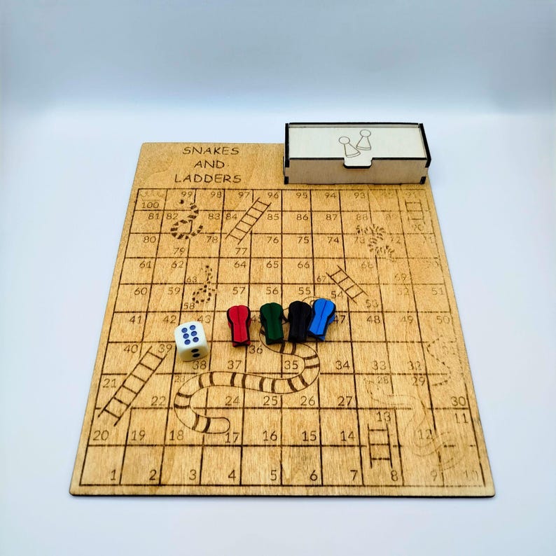 Snakes and Ladders Laser Cut Simple Family Board Game | Kids Gifts ...