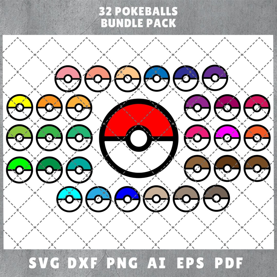 32 Pokemon Pokeball SVG | Gift Symbol | Clipart | Replica | Prints ...