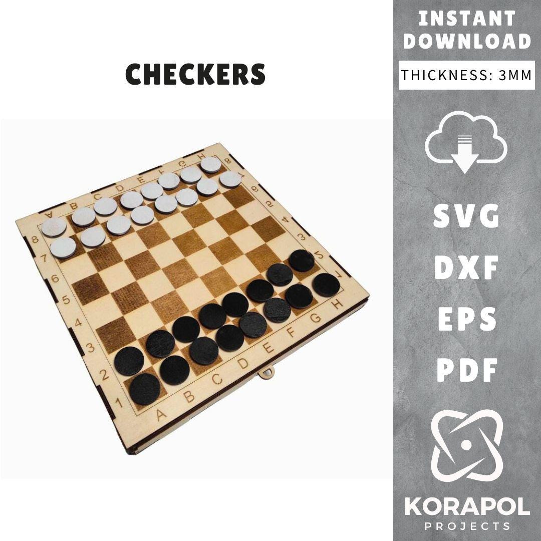 Laser Cut Checkers Checkers Travel Game Wooden Checkers Set Chessboard ...