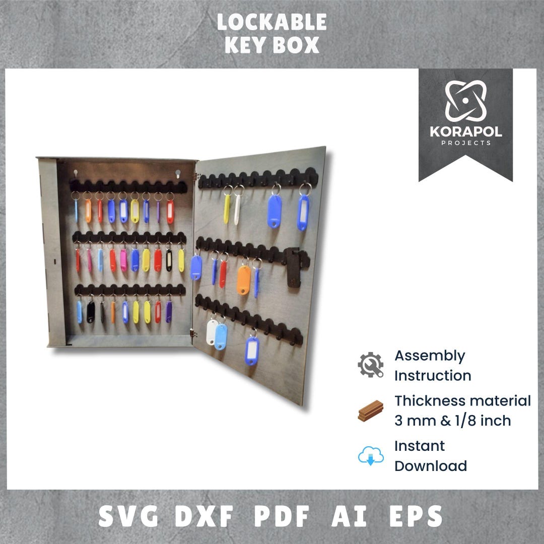 Lockable Wall Key Holder Laser Cut File SVG | Home Wall Decor ...