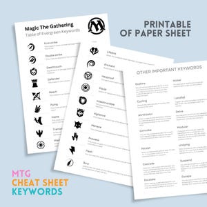 MTG Cheat Sheet Evergreen Keywords | MTG Ability Symbols | Keywords ...