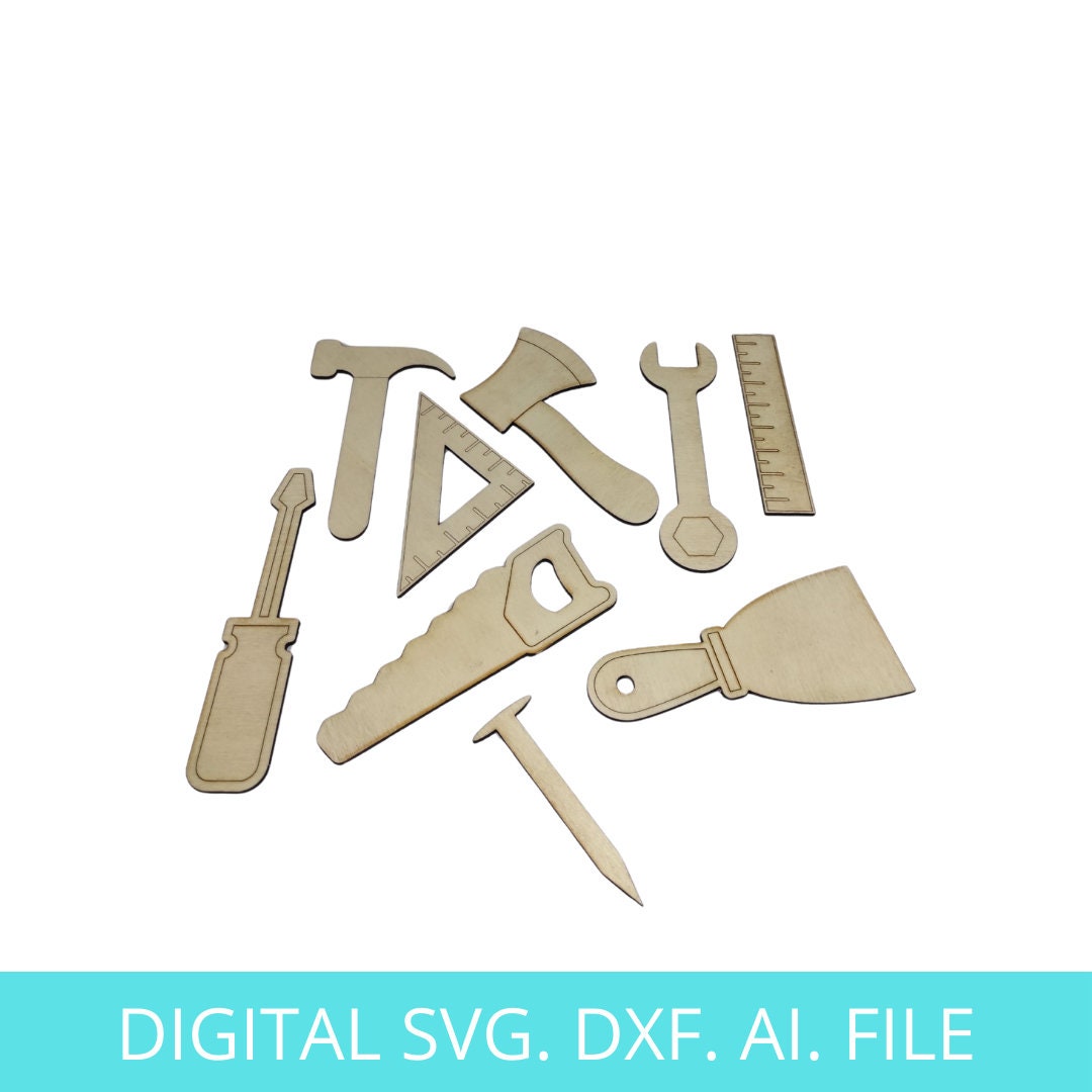 Digital SVG, DXF File Laser Cut Toolbox Template, Wooden Tools, Tools ...